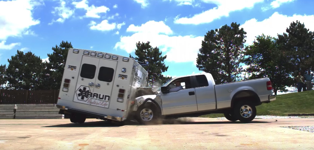 Watch what happens to an ambulance during a side impact crash