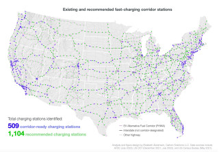 Study: 1,104 new EV fast-charging stations will meet 50-mile interval